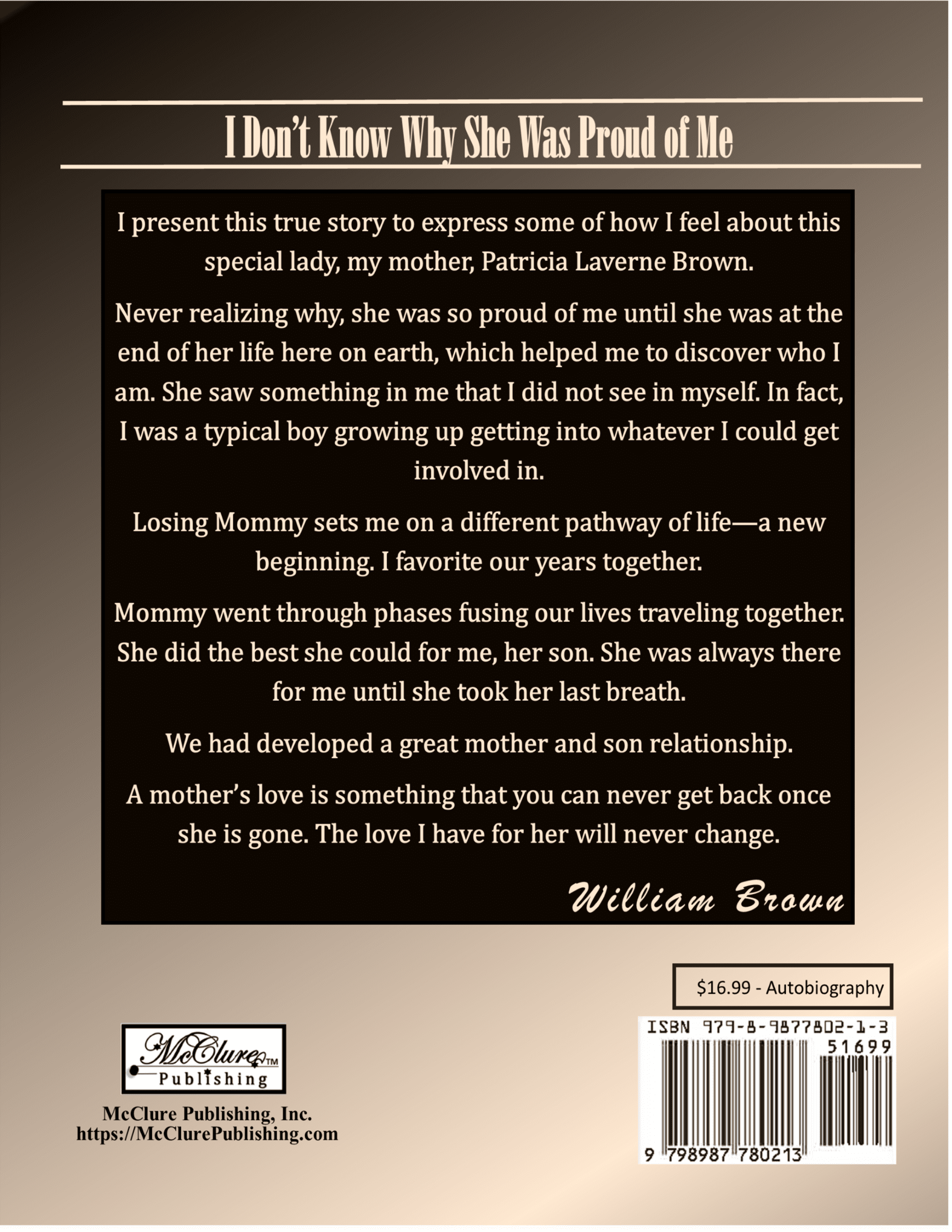 I Don't Know Why She Was Proud of Me - McClure Publishing, Inc.